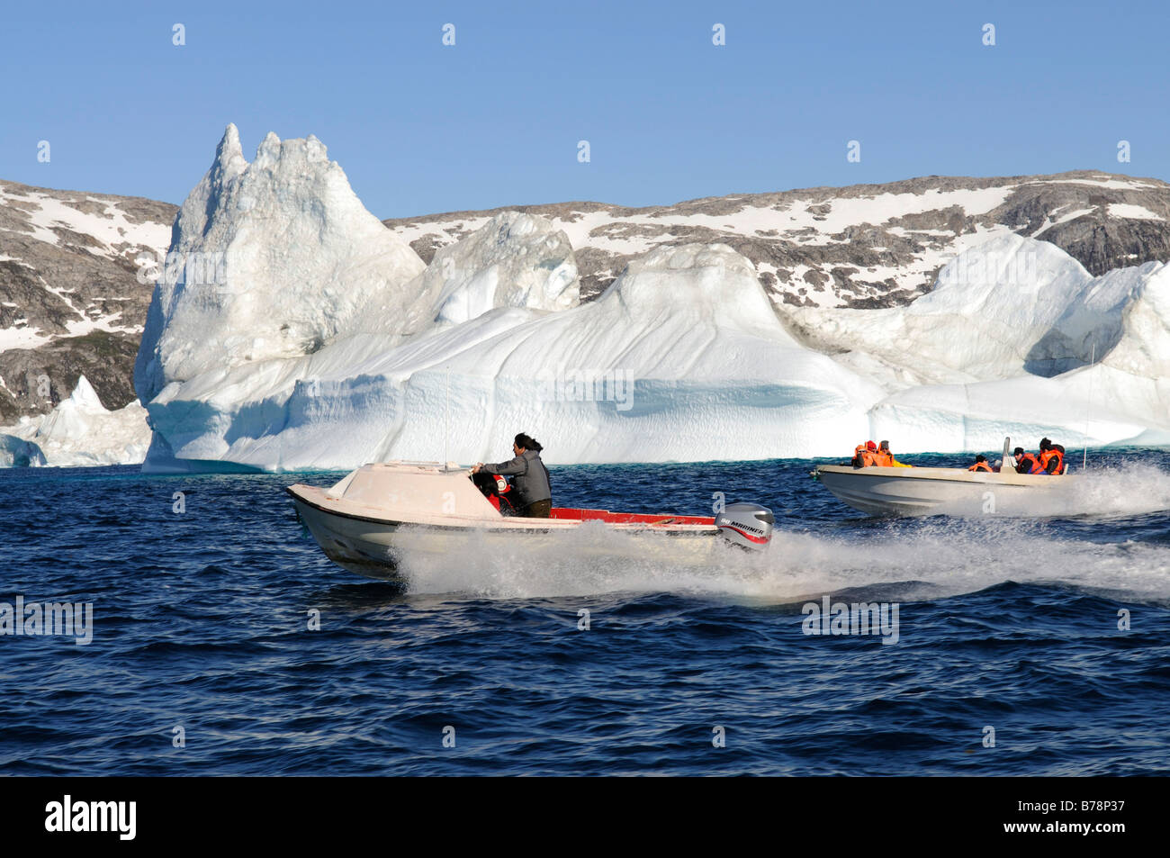 Boat tour with Inuit, icebergs near Ammassalik, East-Greenland ...