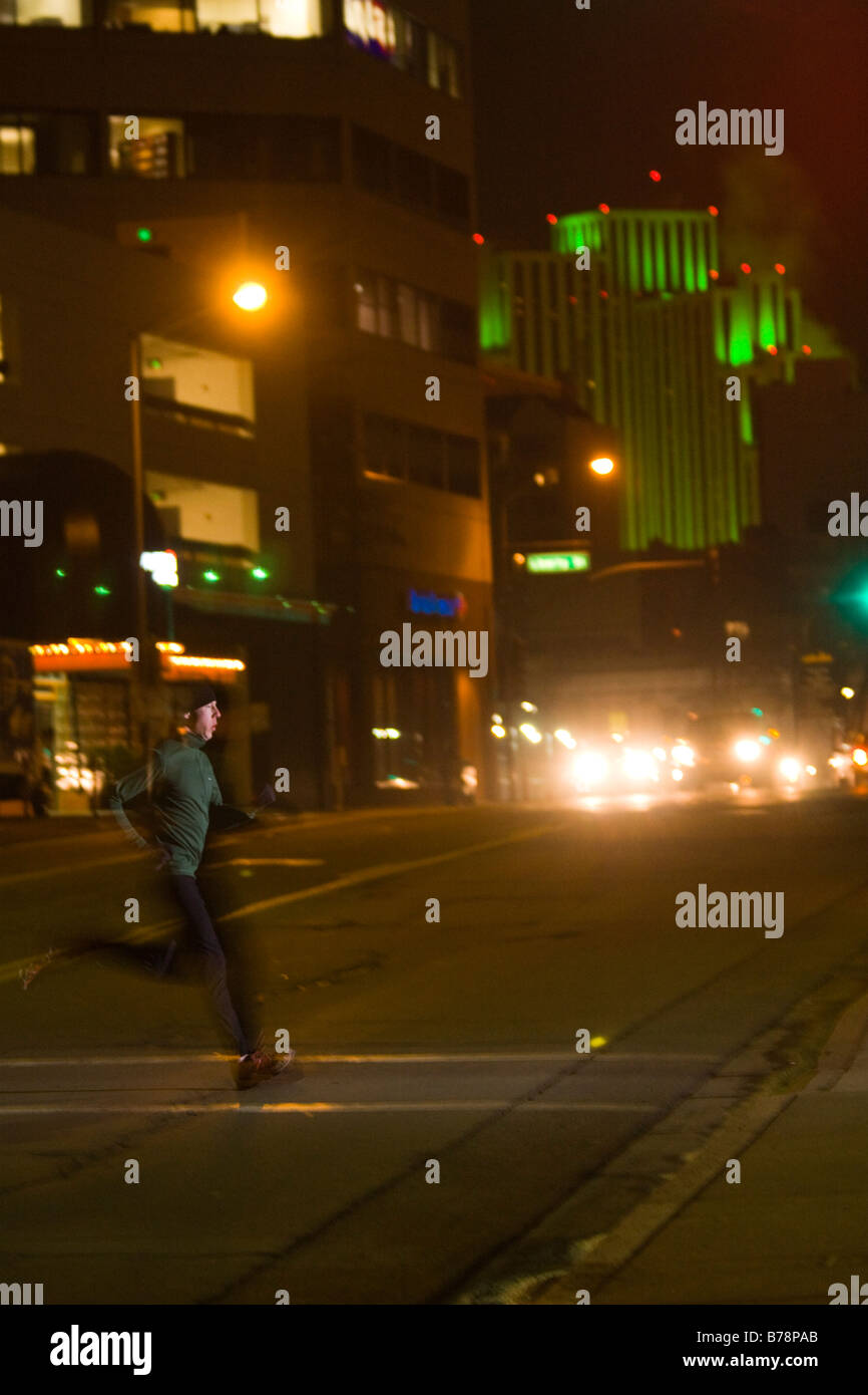 Man, running, night, street hi-res stock photography and images - Alamy