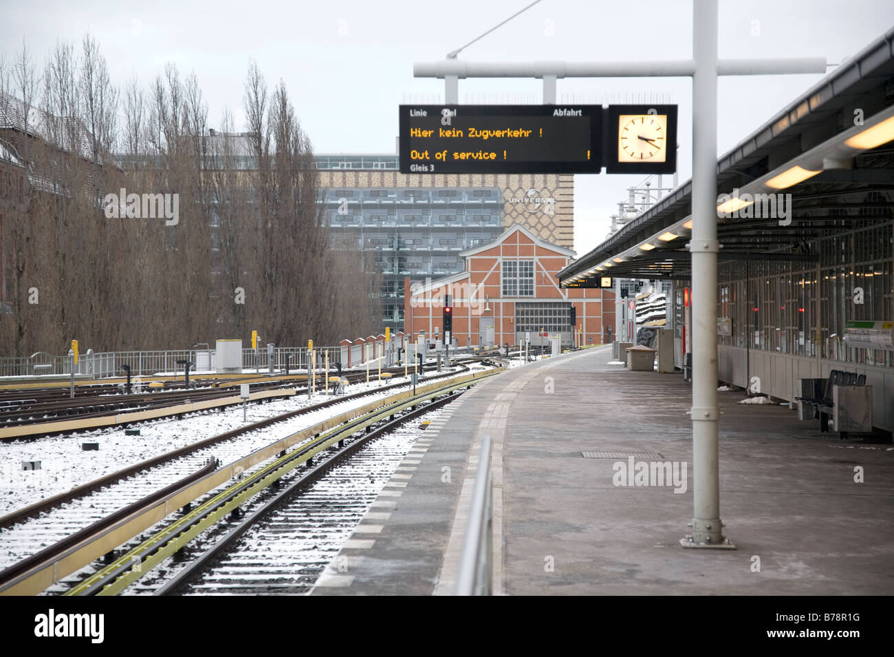Empty train station in winter Stock Photo - Alamy