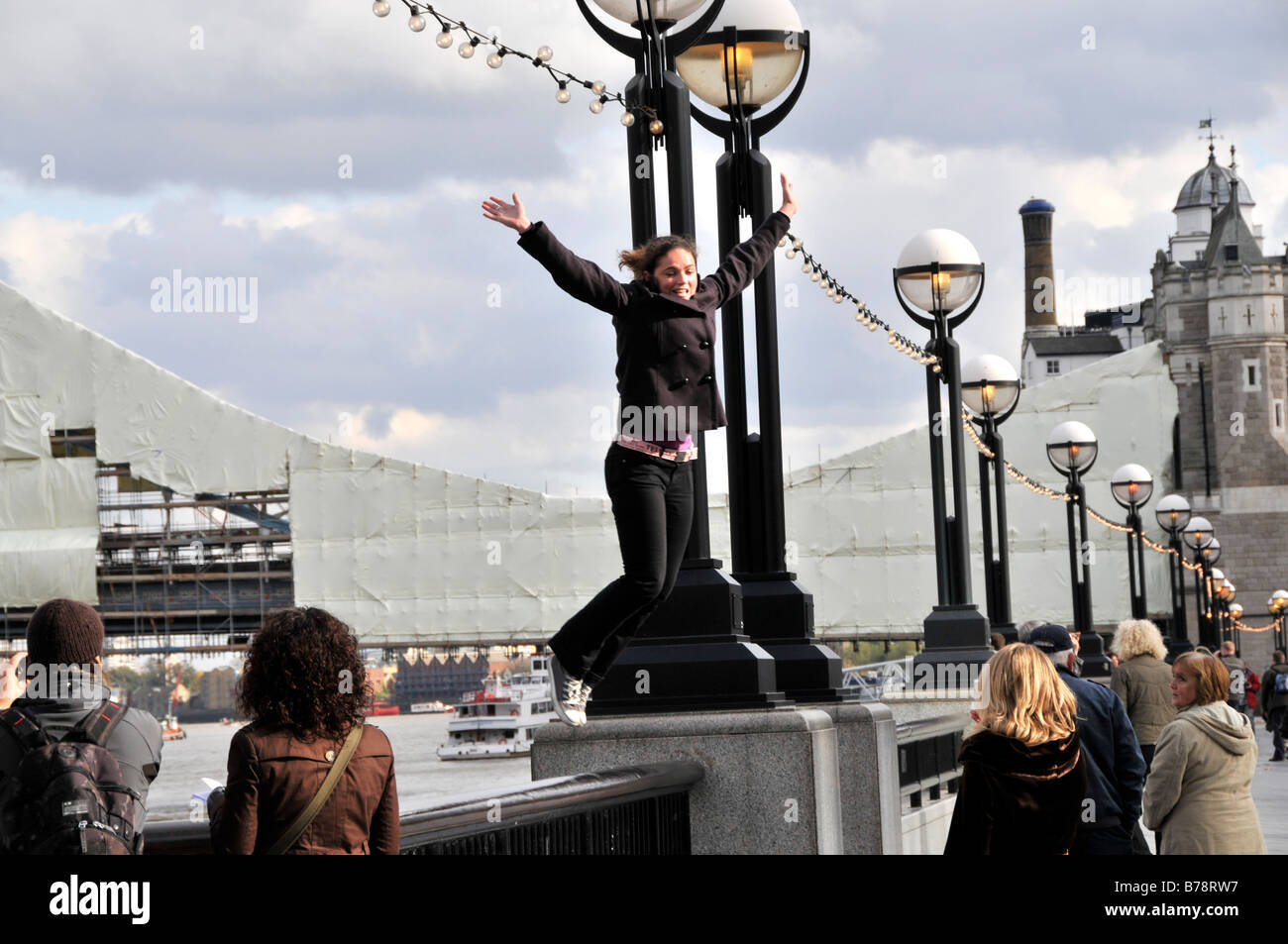 Tourists in Tower Bridge, London, UK Stock Photo - Alamy