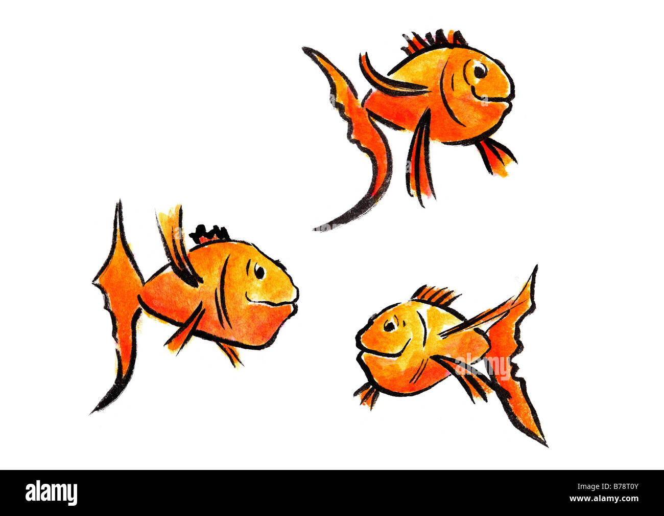 Illustration, three fish Stock Photo - Alamy
