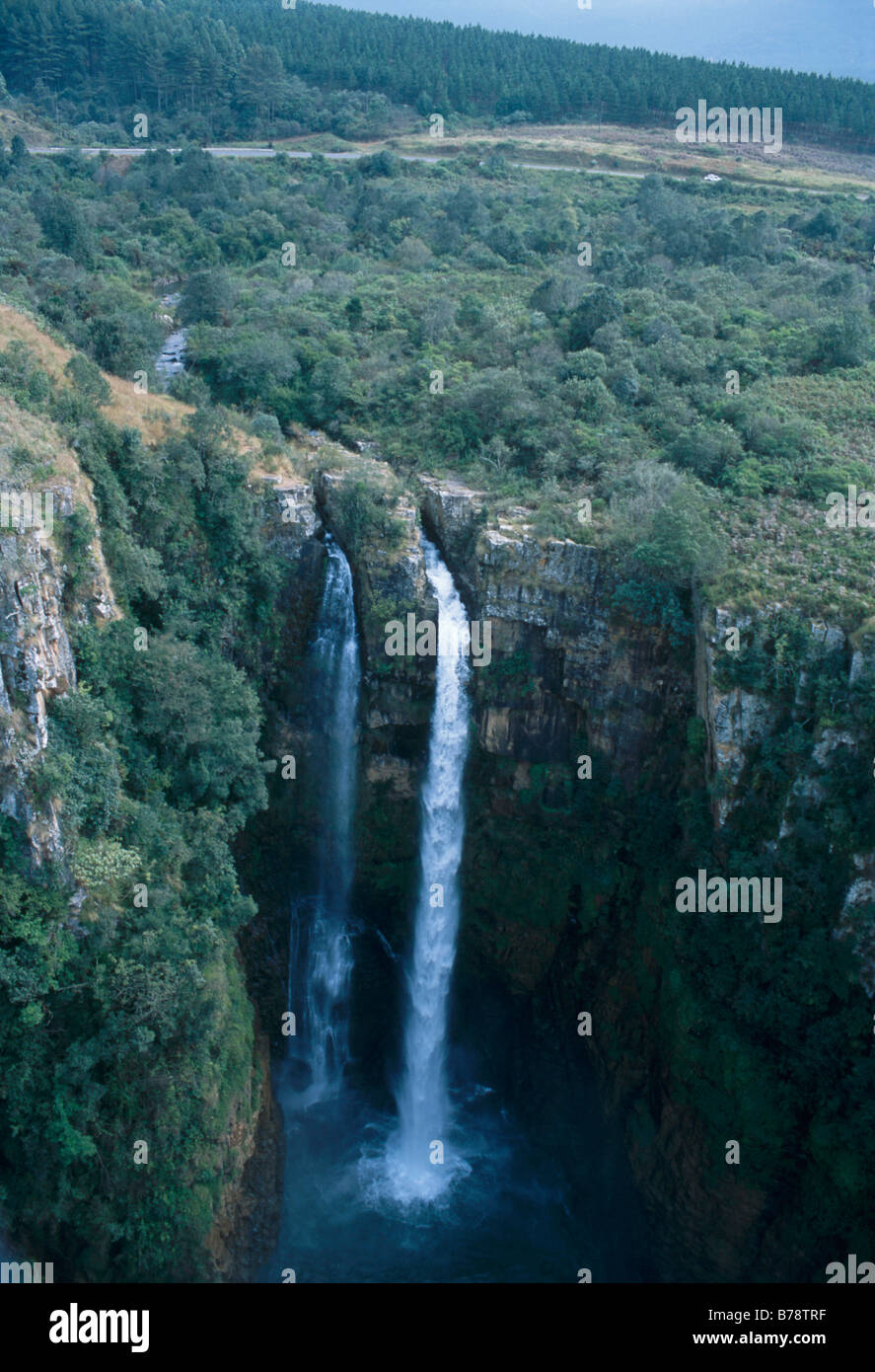 An aerial view of the Mac Mac waterfall located between Sabie and ...