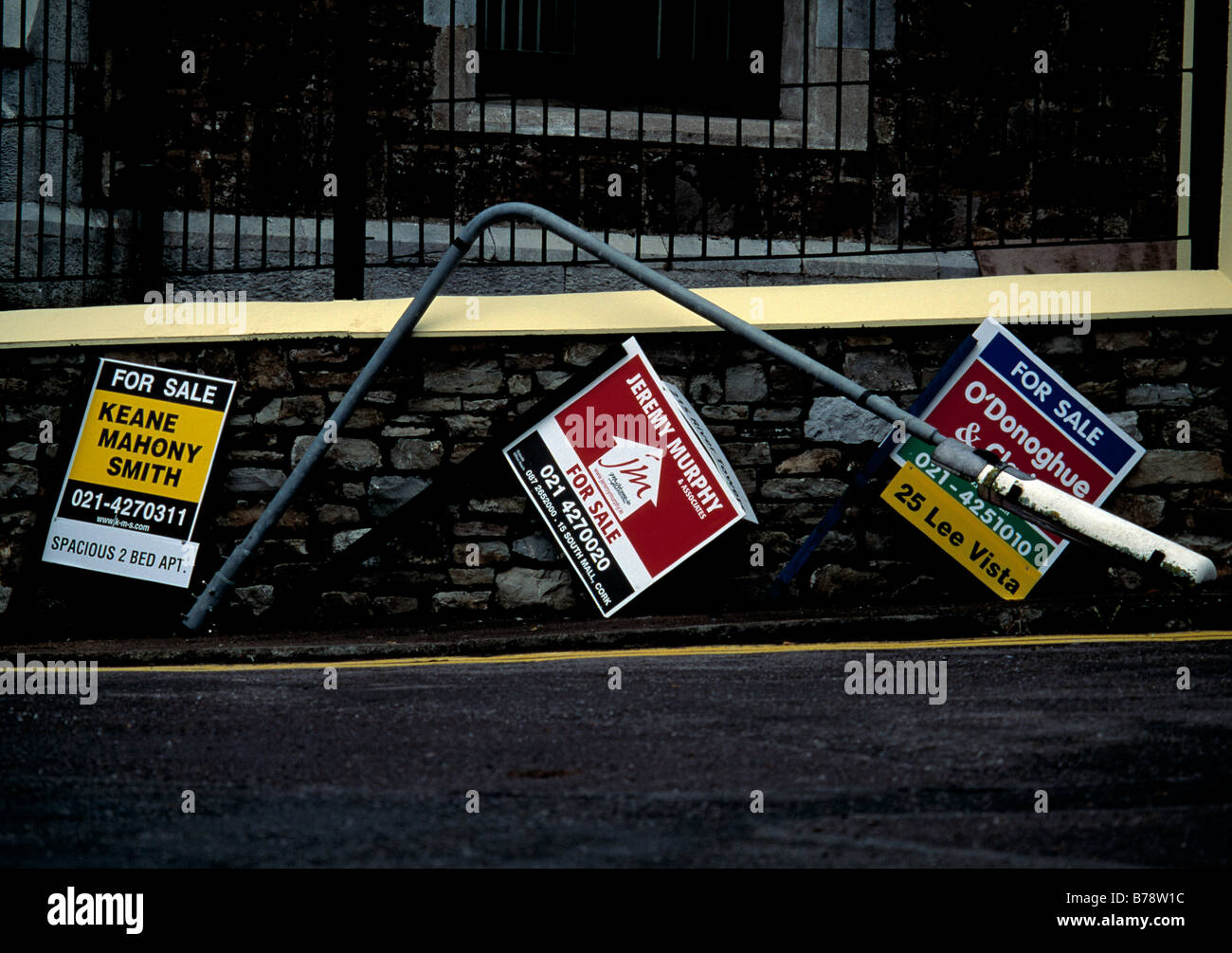 cork city, ireland, property for sale signs in celtic tiger, ireland ...