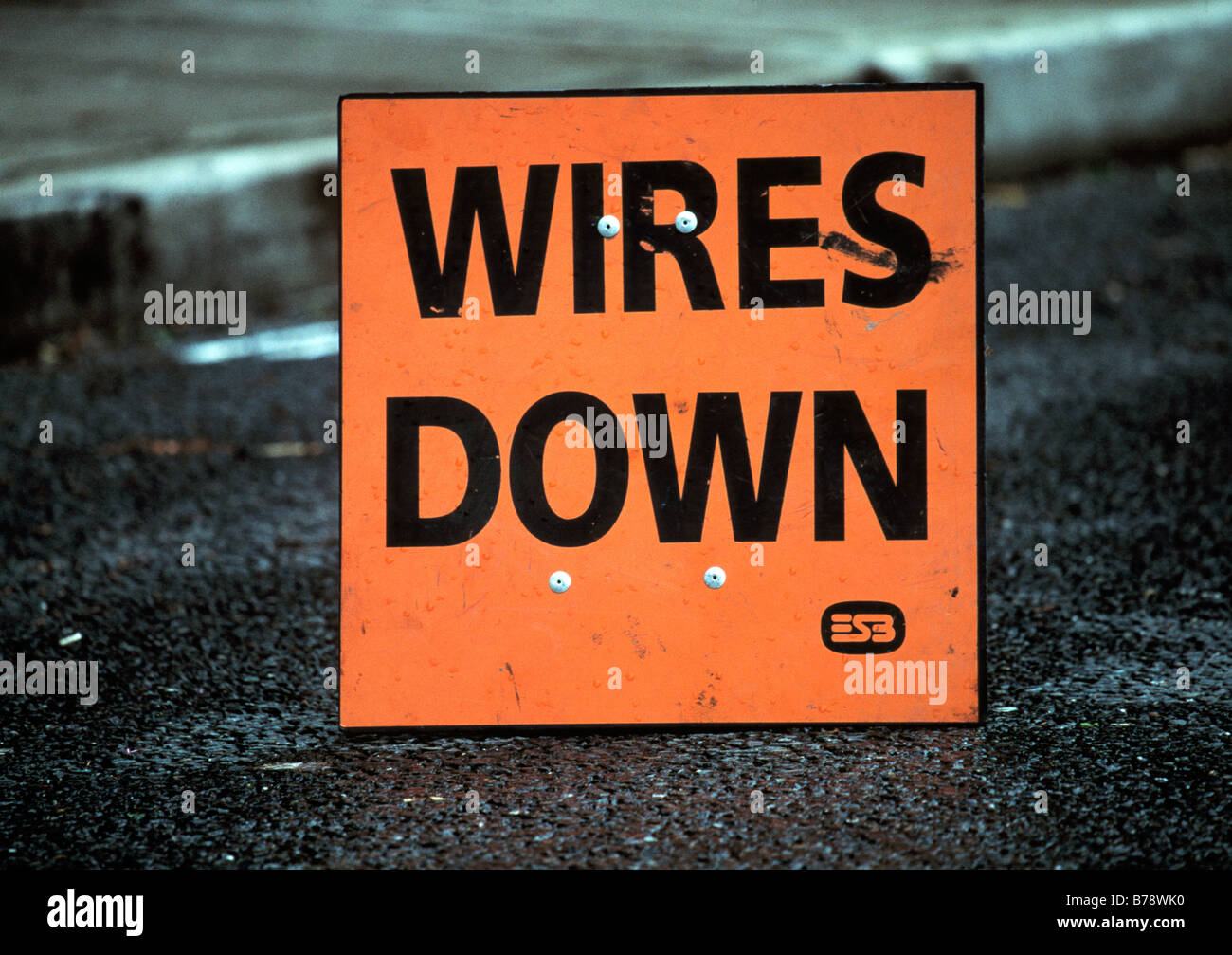 irelands electricity provider signage proclaiming wires down Stock ...