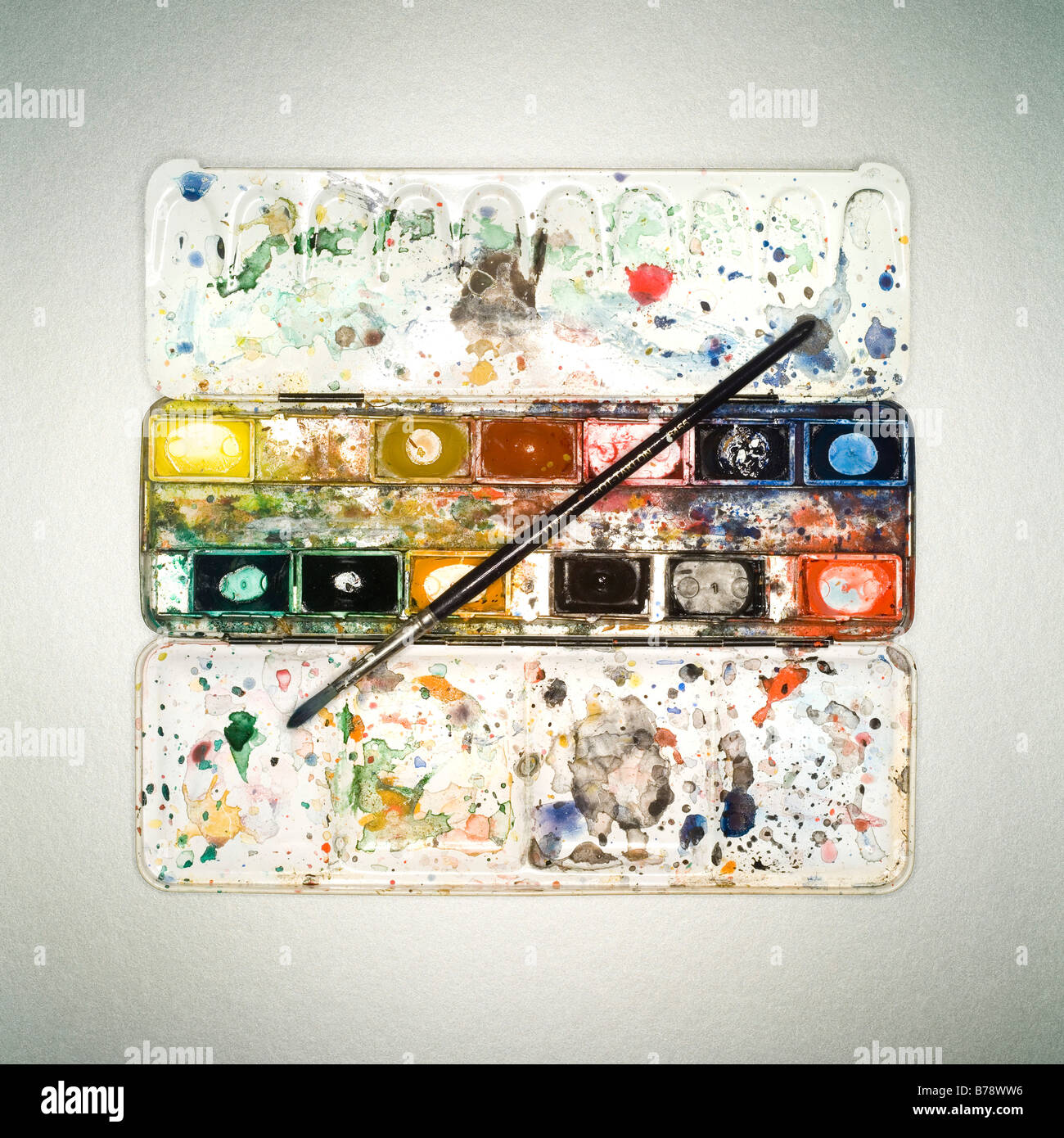 Paint box, elevated view Stock Photo - Alamy