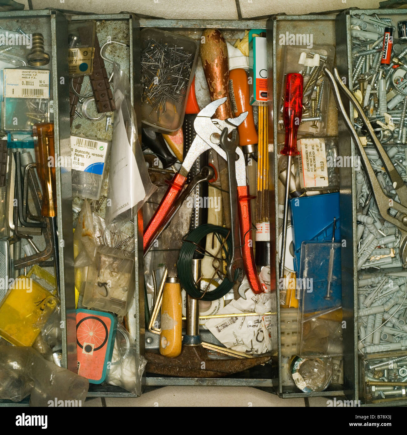 Open toolbox, elevated view Stock Photo - Alamy