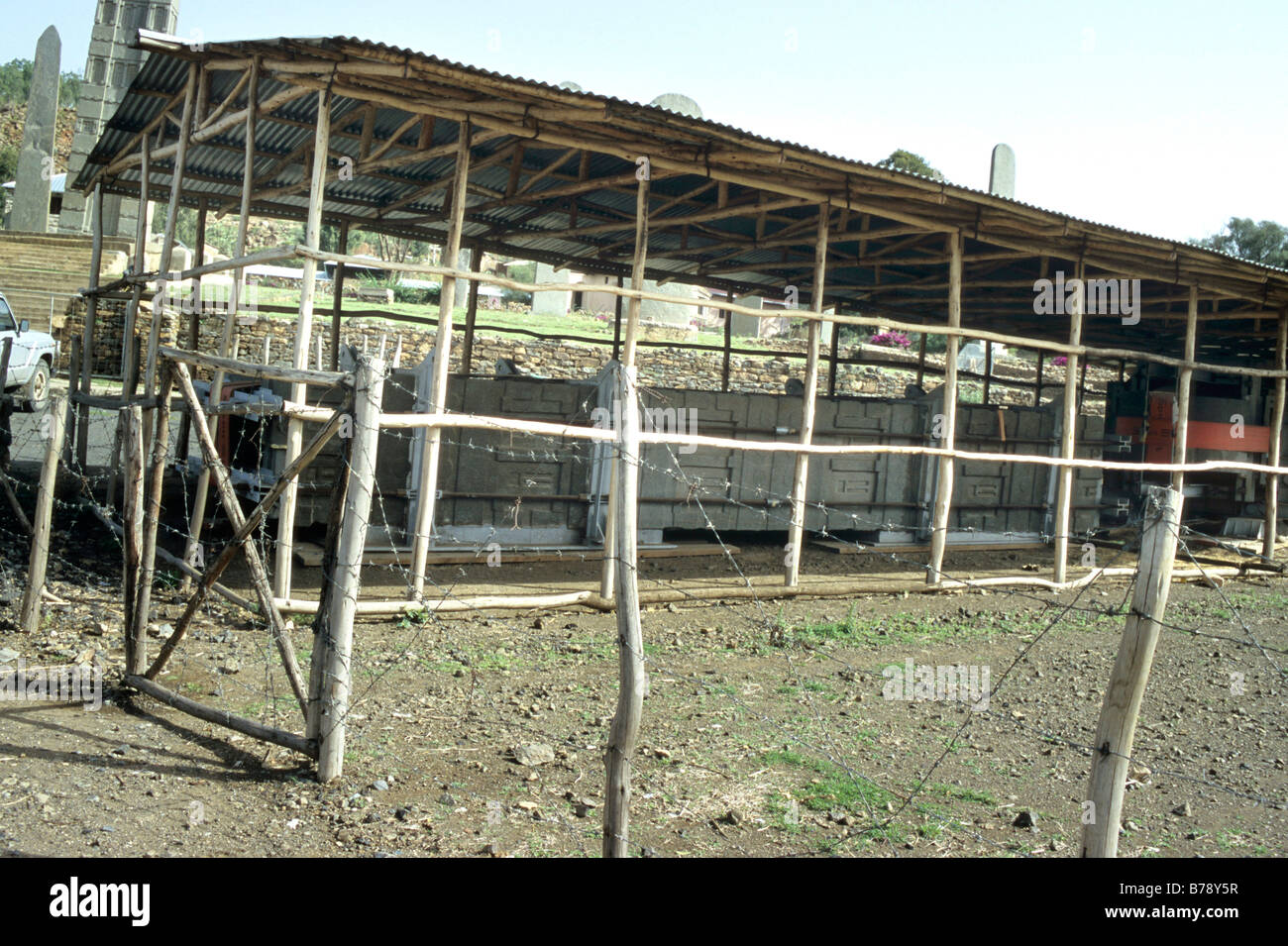 A protective shed erected over the Great Stele of Rome Stock Photo - Alamy