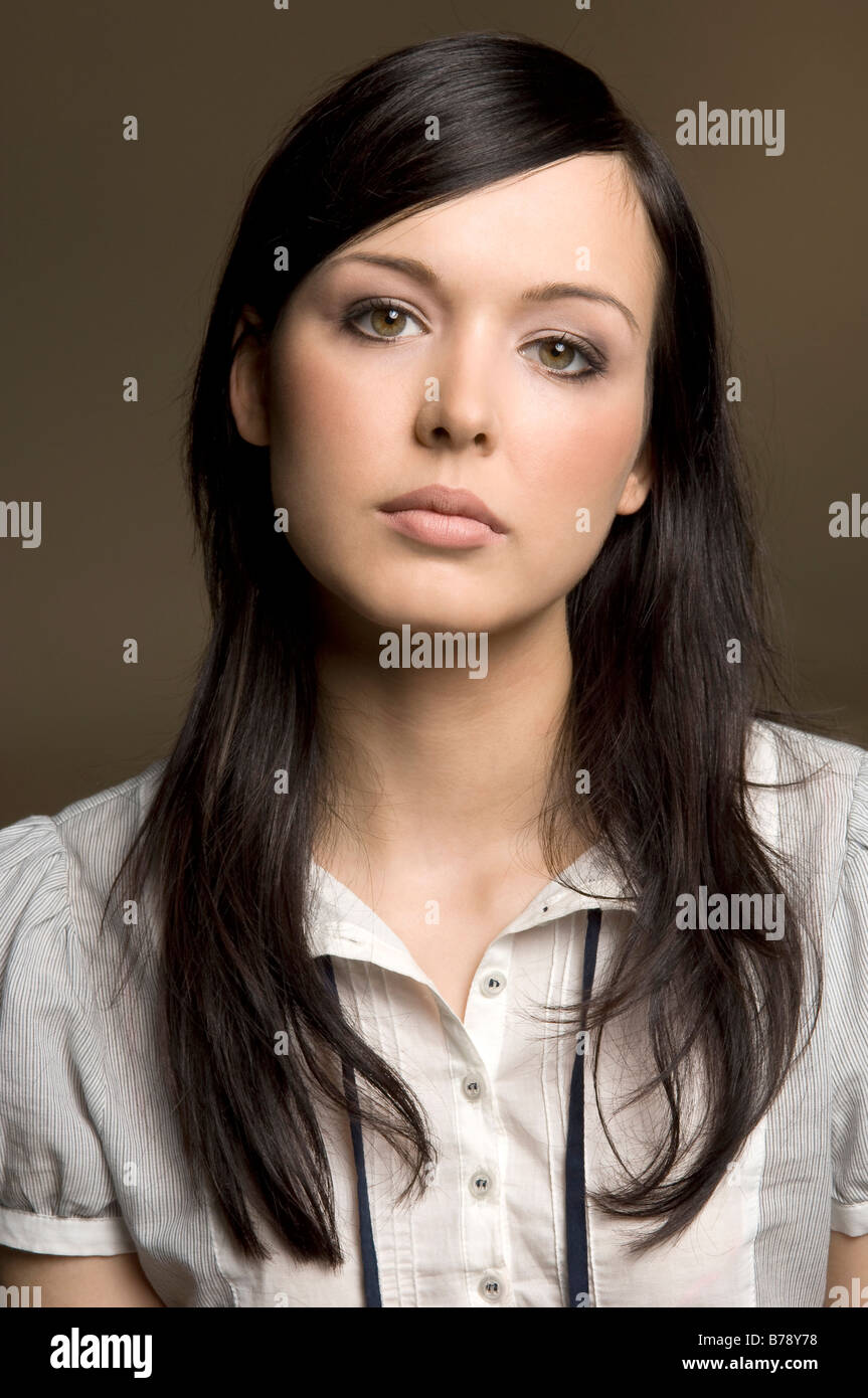 Woman face dark background Cut Out Stock Images & Pictures - Alamy