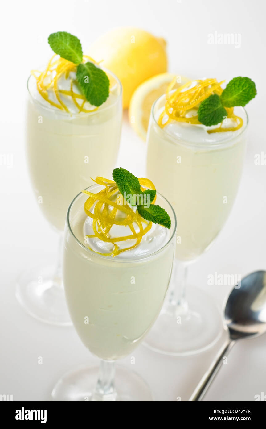 Lemon syllabub dessert Stock Photo - Alamy