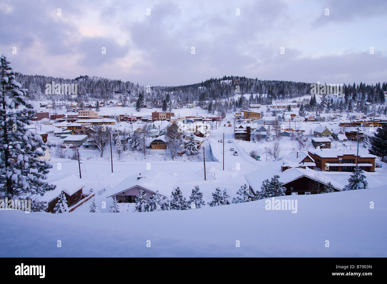 The town of Truckee California after a snow storm Stock Photo - Alamy