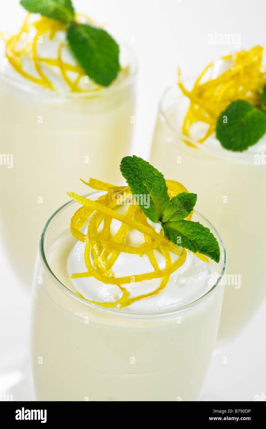 Lemon syllabub dessert Stock Photo - Alamy
