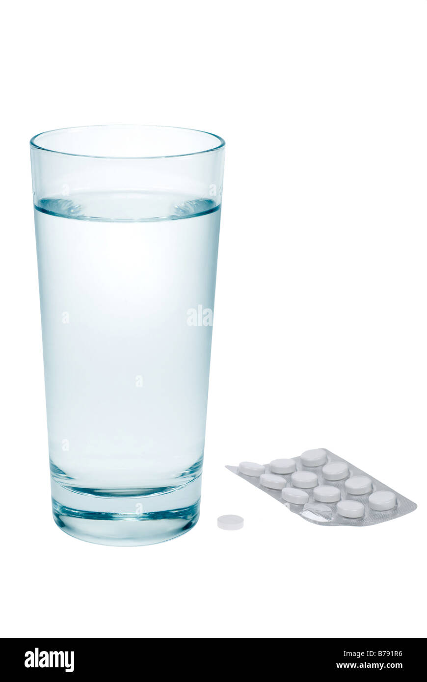 Glass water asprin Cut Out Stock Images & Pictures - Alamy