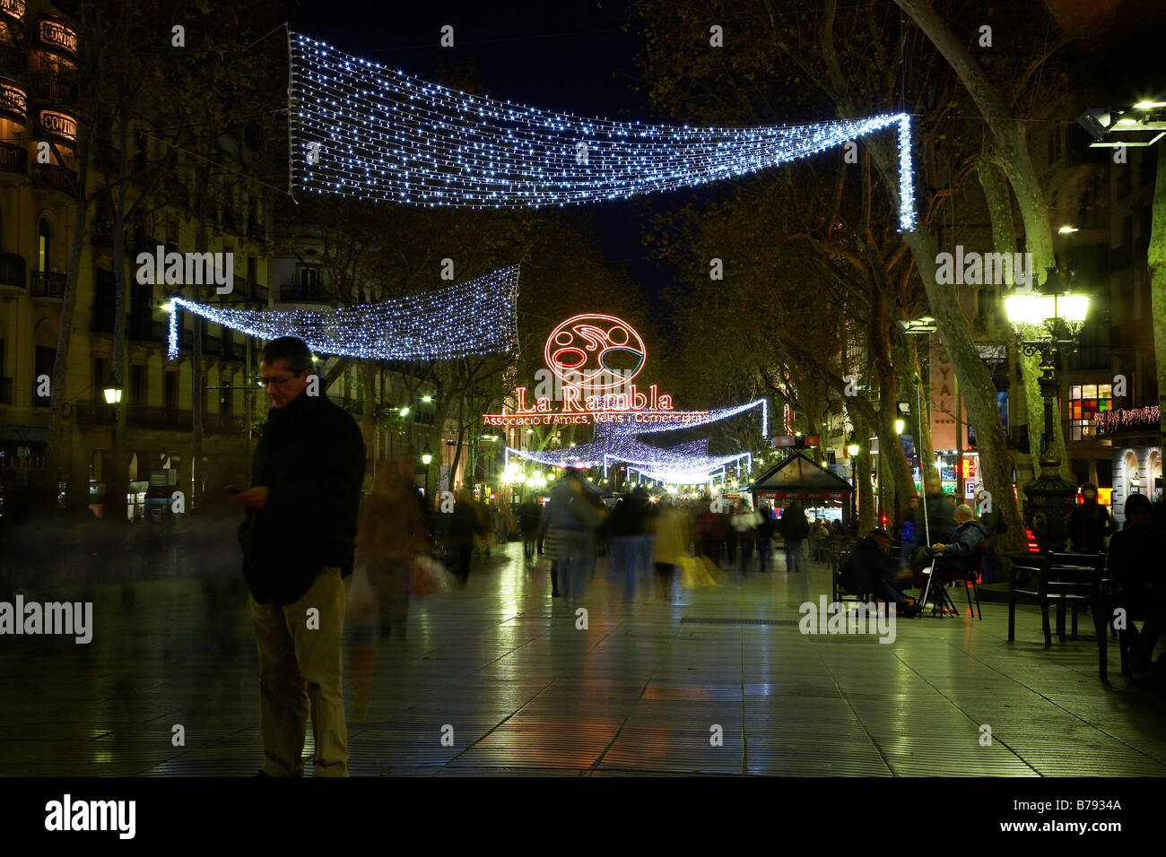 Christmas lights at La Rambla high street in Barcelona Stock Photo - Alamy