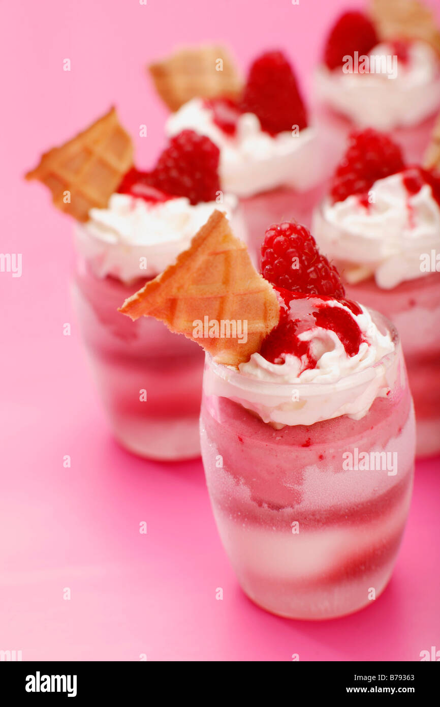 Raspberry ice cream in glass Stock Photo - Alamy