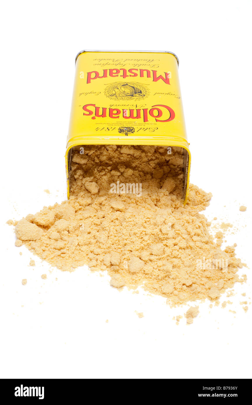 Can tin of mustard powder Stock Photo - Alamy