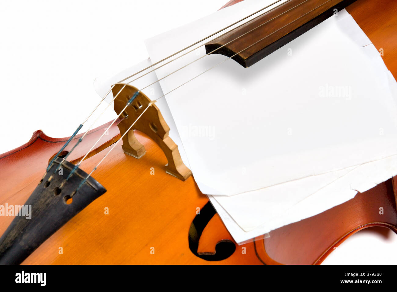 Close up classical cello with notes Stock Photo - Alamy