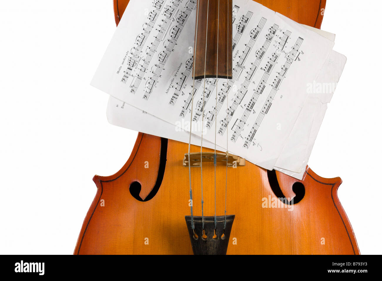 Close up classical cello with notes Stock Photo - Alamy