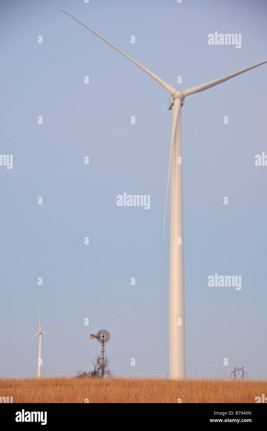 Wind turbines old and new Stock Photo - Alamy