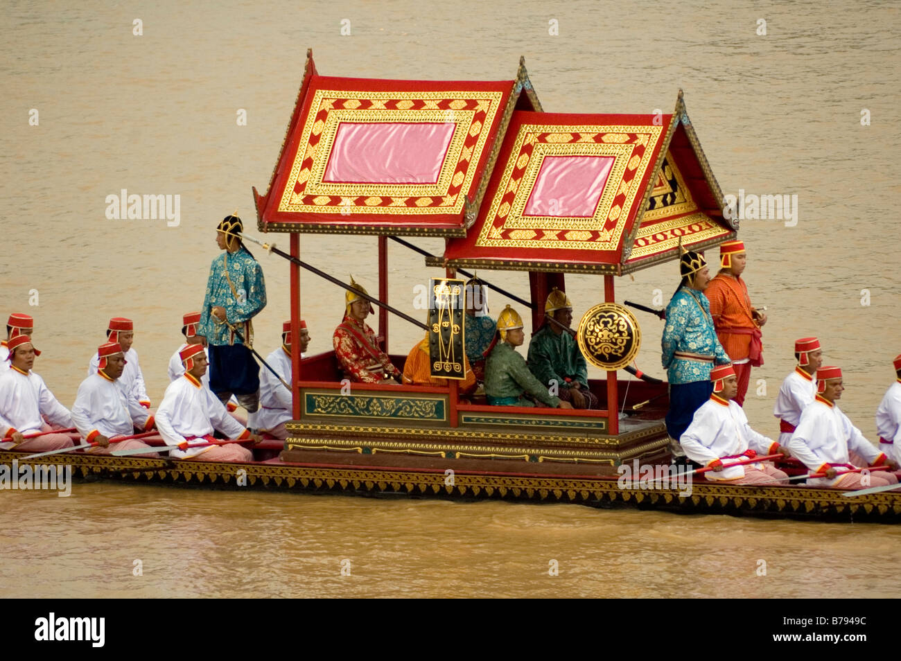 Royal barge procession on the Chao Phraya , Bangkok , Thailand Stock ...