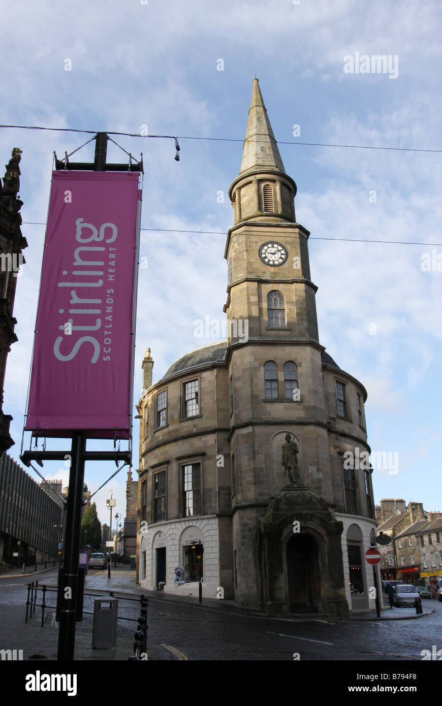 Stirling banner and Athenaeum Stirling city centre Scotland January ...