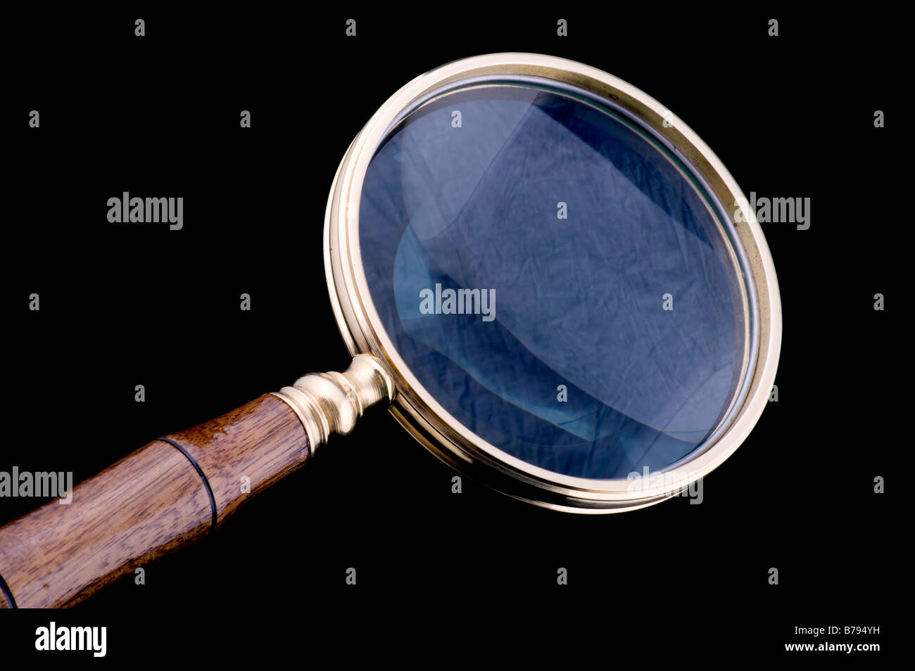 object on black tool magnifying glass Stock Photo - Alamy