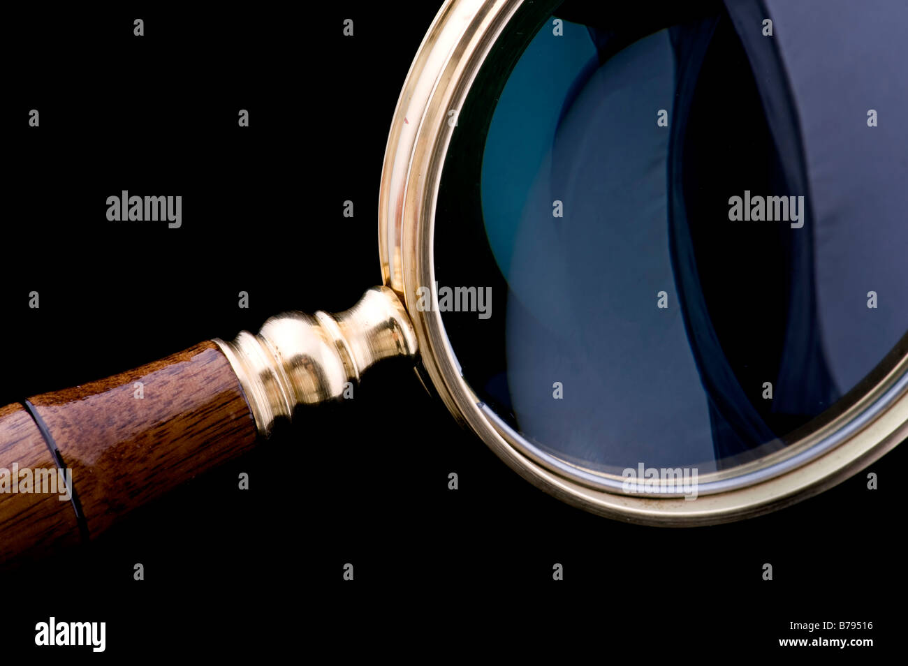 object on black tool magnifying glass Stock Photo - Alamy