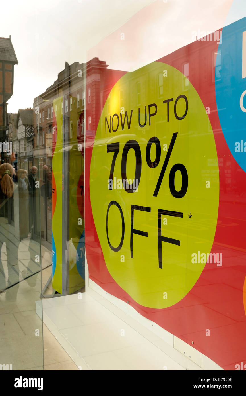 70% sale shop window sign Stock Photo - Alamy