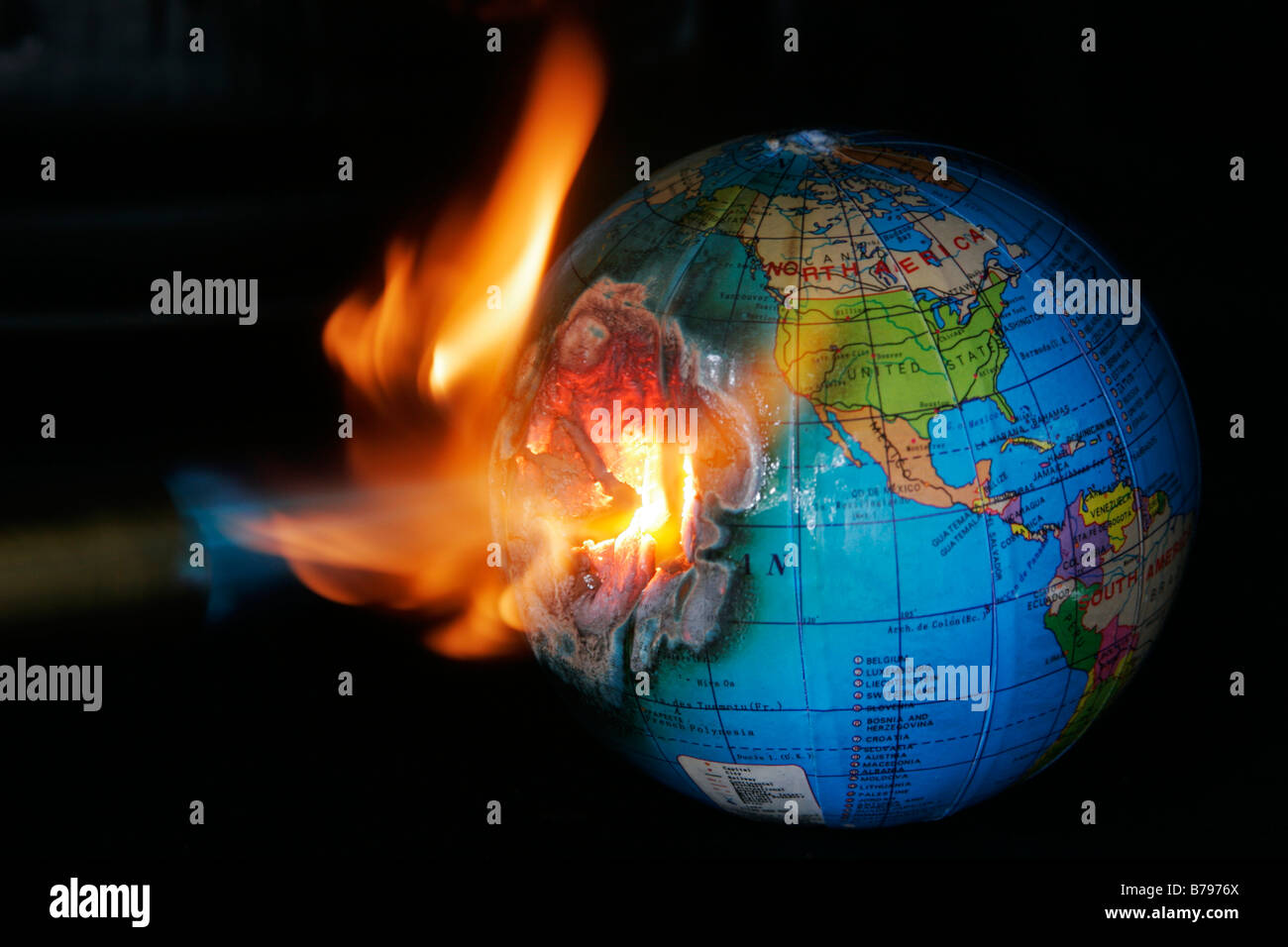 Flames fire earth globe hi-res stock photography and images - Alamy