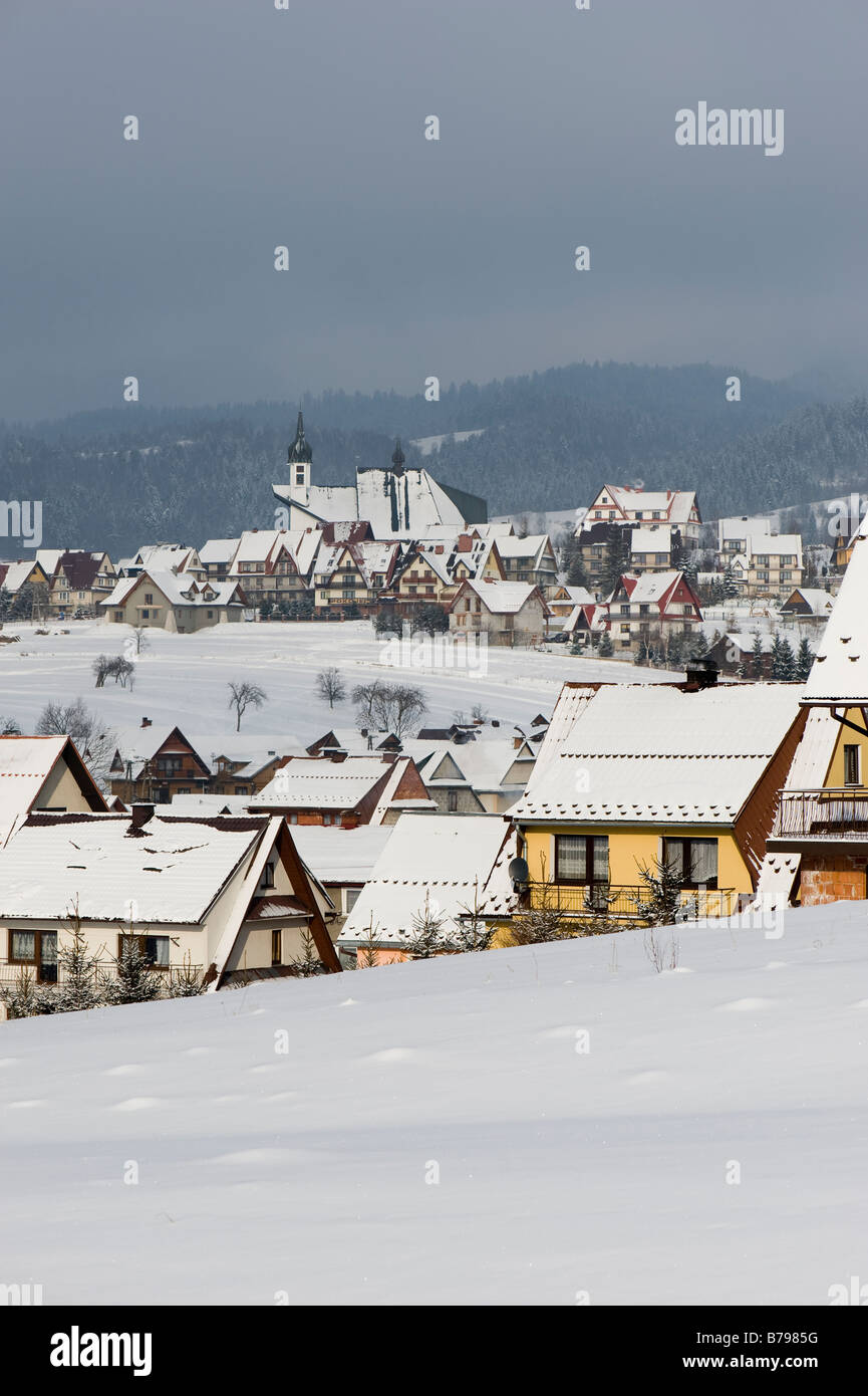 Kluszkowce village covered in snow Tatra Mountains Podhale Region ...