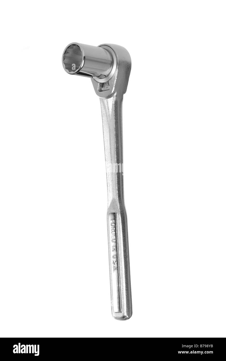 A chrome socket wrench hand tool isolated on a white background Stock ...