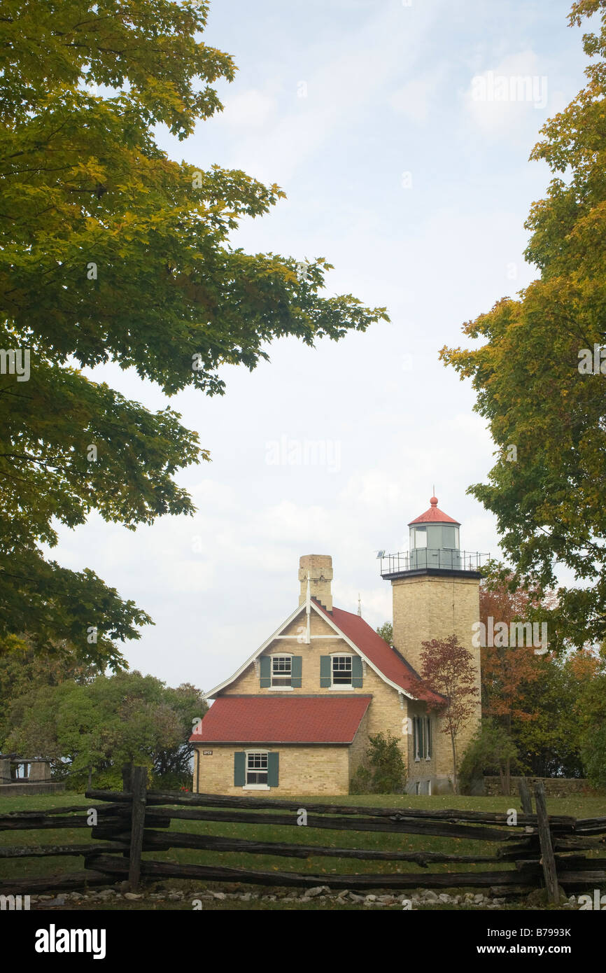 WISCONSIN - Eagle Bluff Lighthouse over looking Lake Michigan from ...