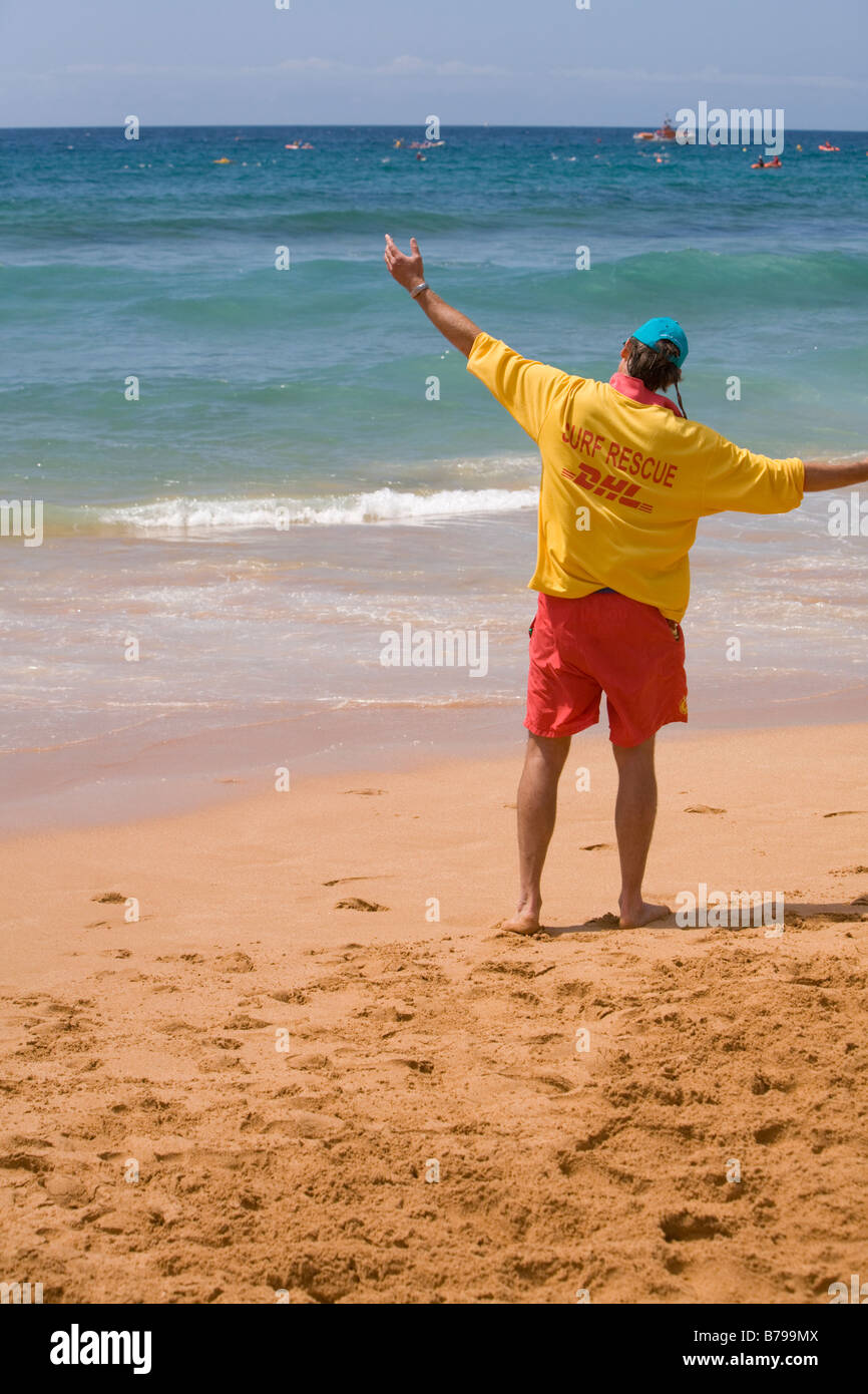 rear view of a lifeguard on a sydney beach,australia Stock Photo - Alamy