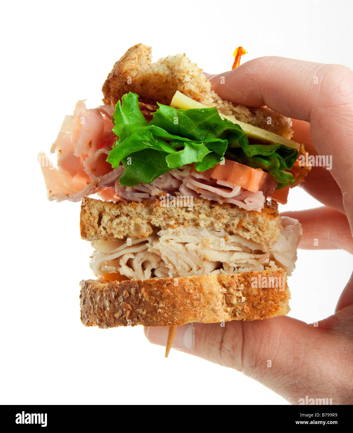 Deli club sandwich with lettuce and bacon isolated on white Stock Photo ...