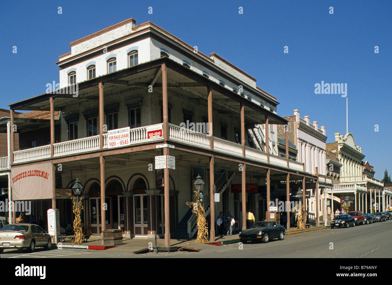 Old Sacramento, California, preserved and restored wooden buildings and ...