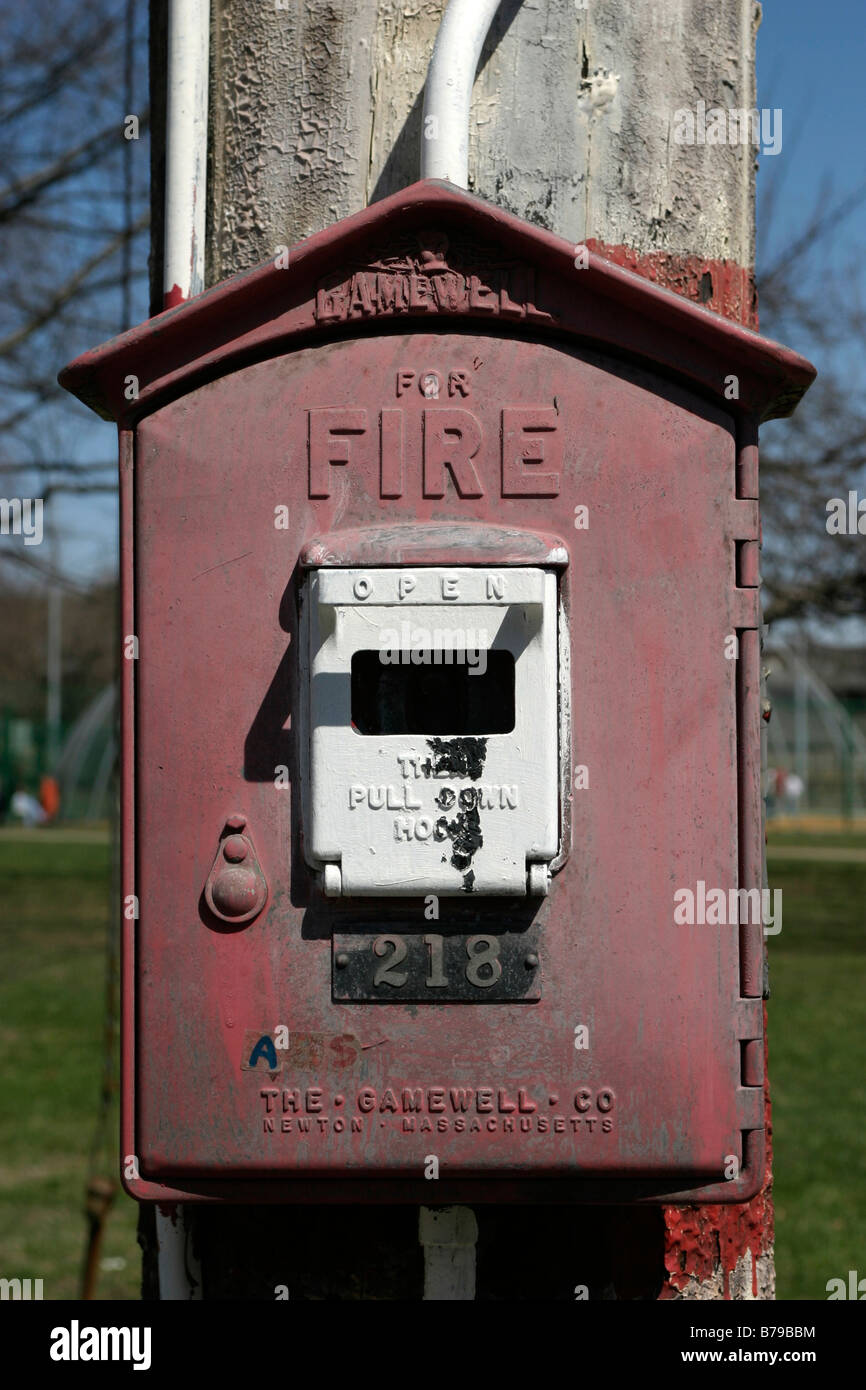 Antique pull box fire alarm Stock Photo - Alamy