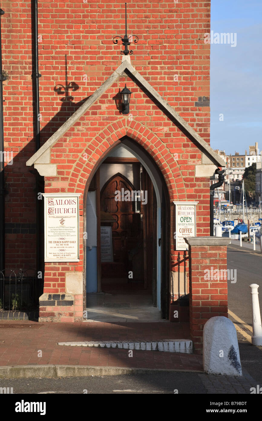 Porch and entrance to the Sailors' Church, Ramsgate Royal Harbour, Kent ...