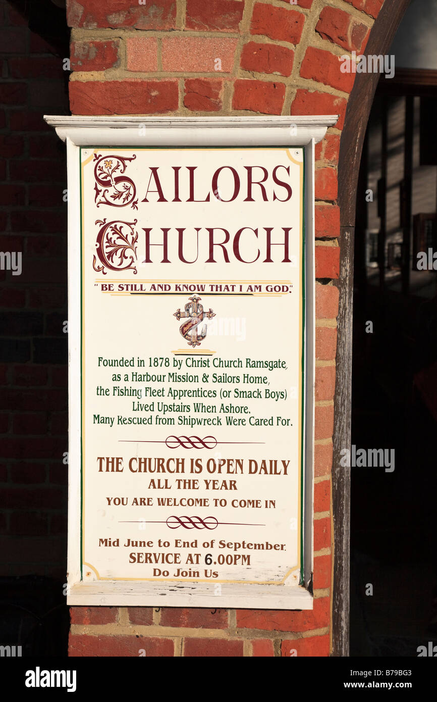 Sign and information outside the Sailors' Church, Ramsgate Royal ...