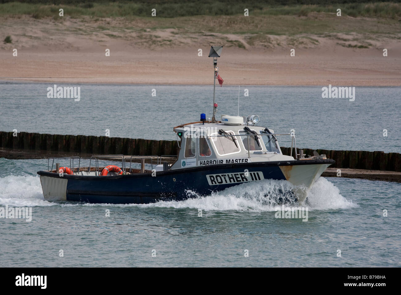 The harbour pilot boat attached to Rye Harbour, East Sussex Stock Photo ...