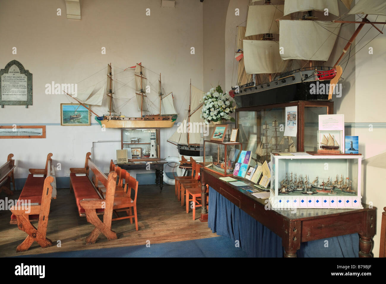Model ships decorate the Sailors' Church, Ramsgate Royal Harbour, Kent ...