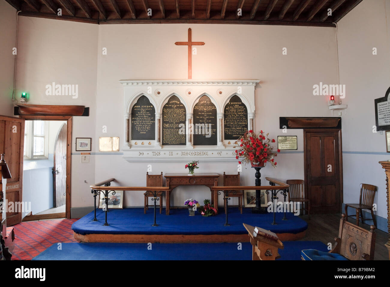 Altar in the Sailors' Church, Ramsgate Royal Harbour, Kent. Red and ...