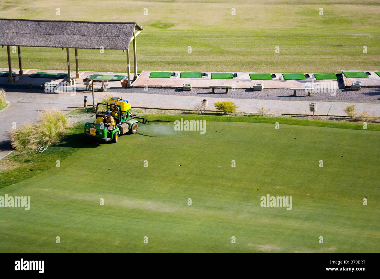 Greenkeeper Spraying The Practice Putting Green at The Valle Del Este ...