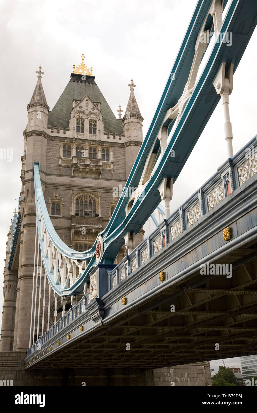 Tower Bridge in London, England. The Victorian Bridge can be raised to ...