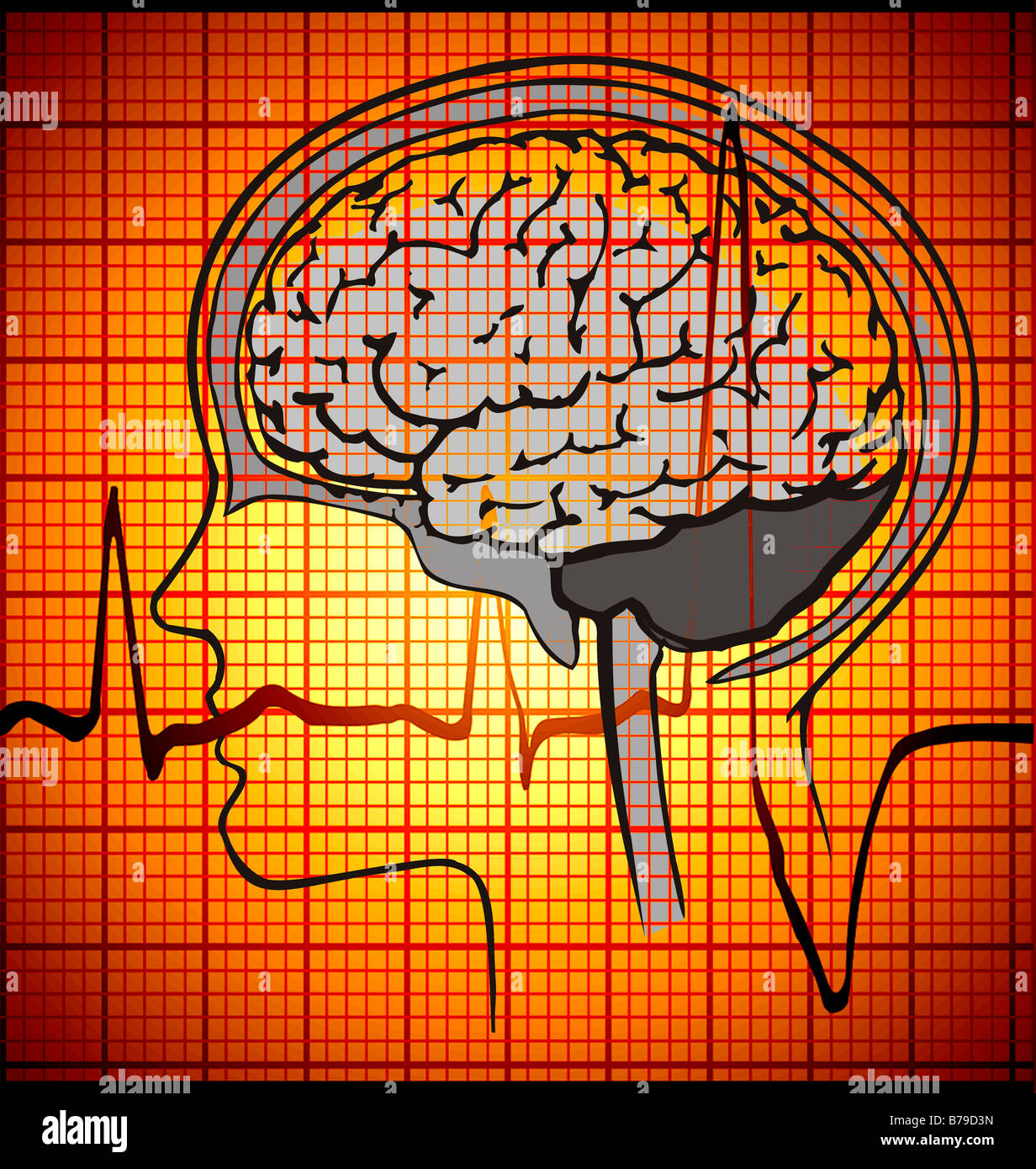 computer manipulation of human brain and EKG Stock Photo - Alamy