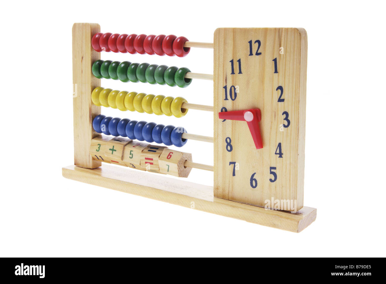 Wooden Children Abacus with Clock Stock Photo - Alamy