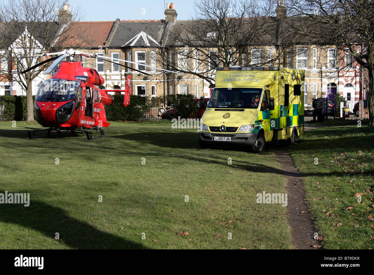 London Ambulance and HEMS Air Ambulance Stock Photo - Alamy