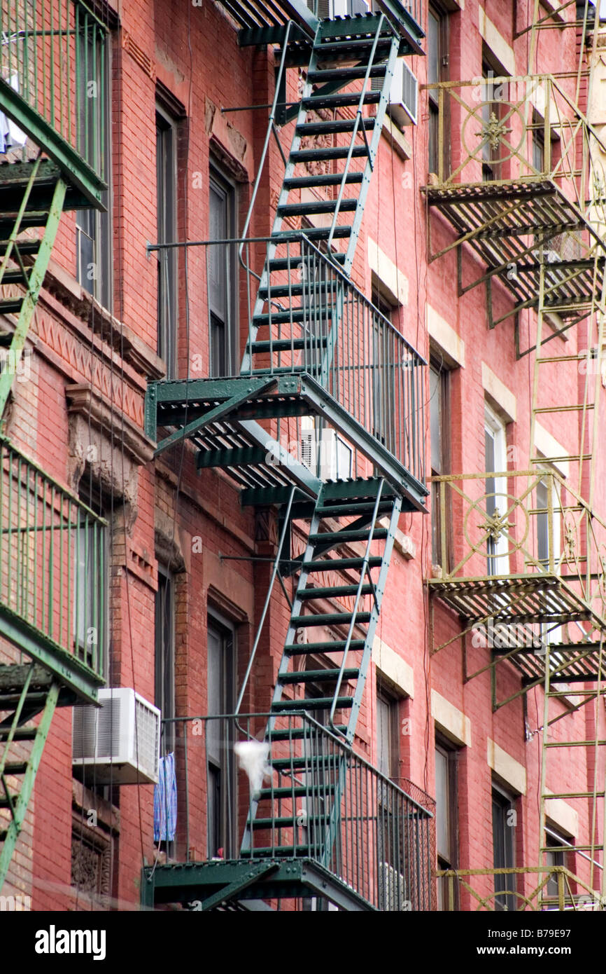 A view of an apartment building fire escape Stock Photo - Alamy
