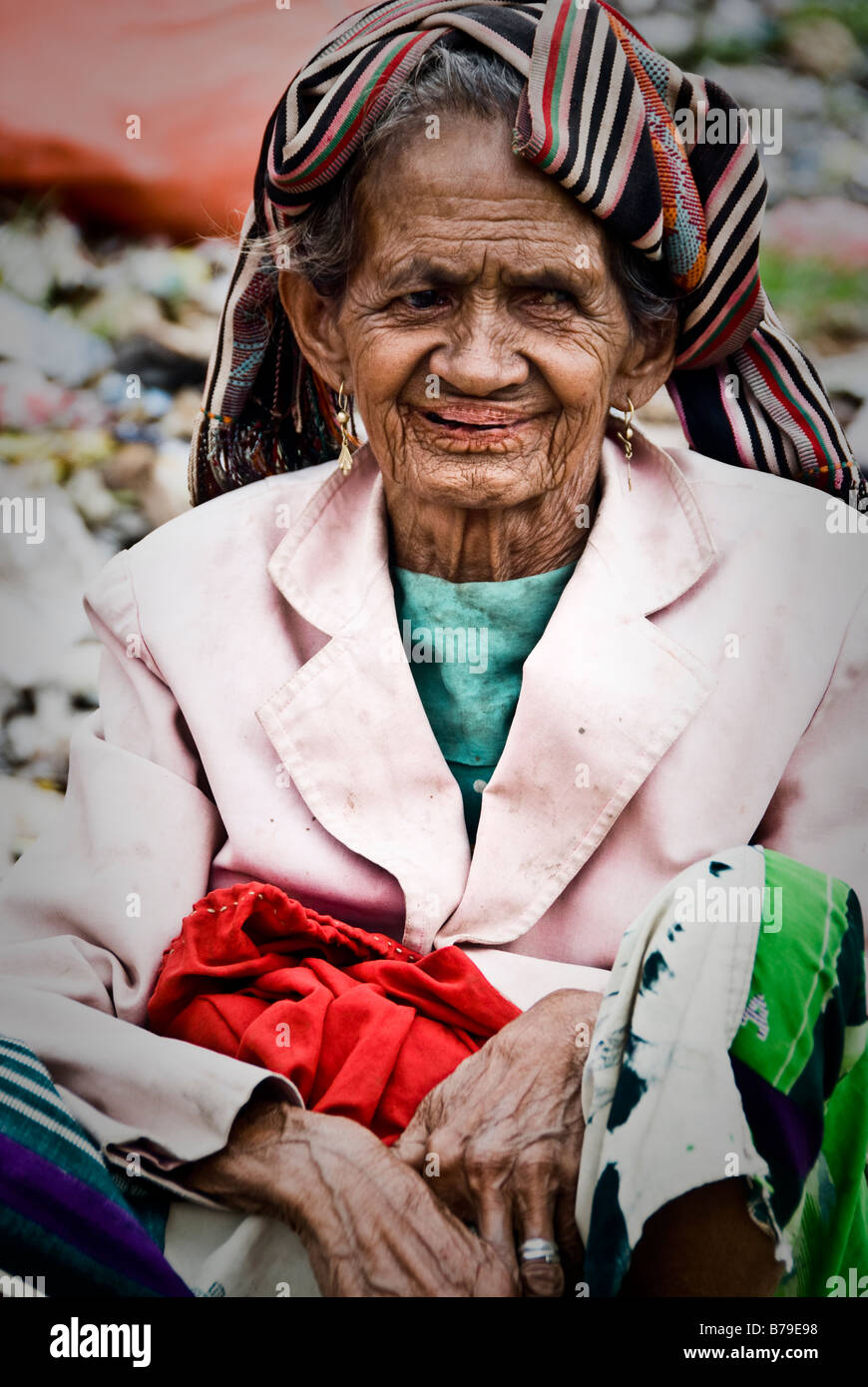 Old and wrinkled Tetum woman in Kapan market, West Timor, Indonesia ...
