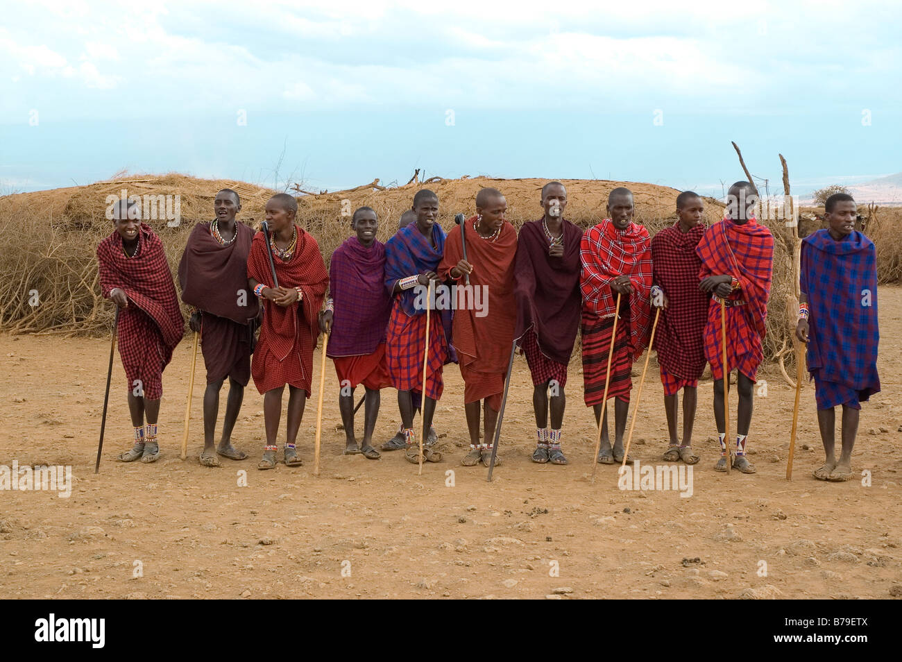 Maasai tribesmen about to perform a traditional dance Stock Photo - Alamy