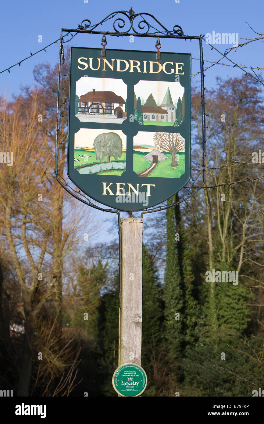 Village sign, Sundridge Kent UK and plaque celebrating that the ...