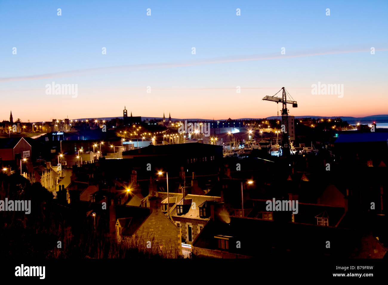 Twilight view of Buckie Scotland Stock Photo - Alamy